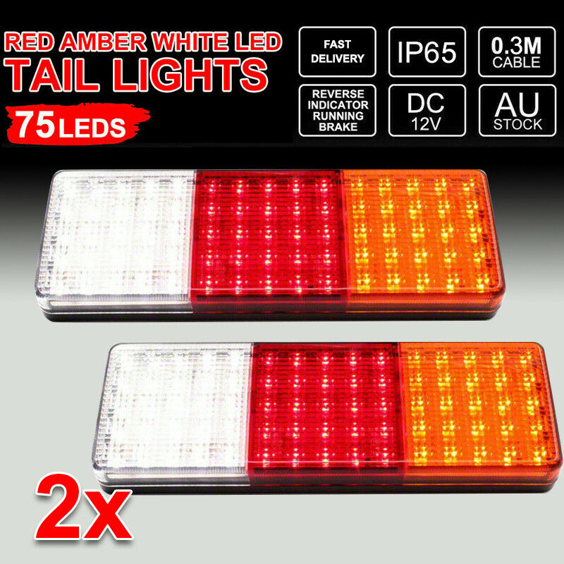 2X 12-24V 75 LED Lights Ute Trailer Caravan Truck Boat Stop Reverse ...