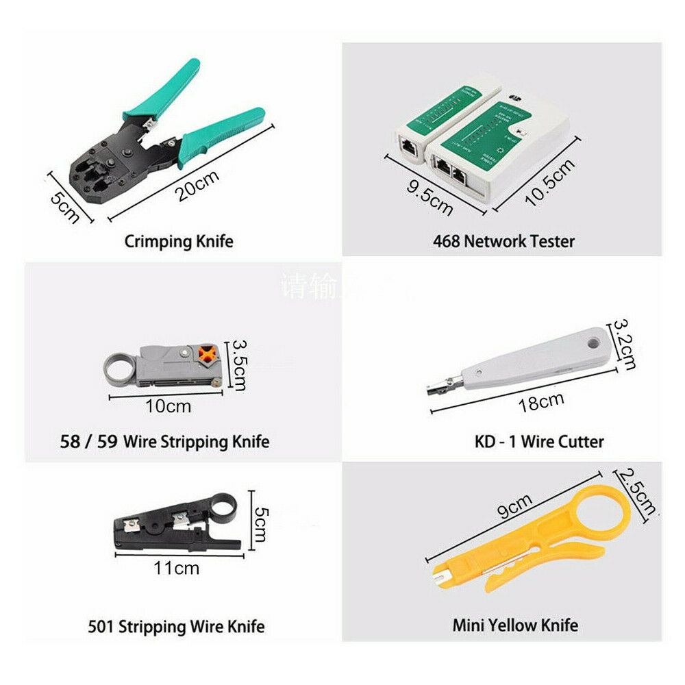 Analyzer Network Cable Tool Kit LAN Crimper Down Wire Stripper Cat5 6 ...