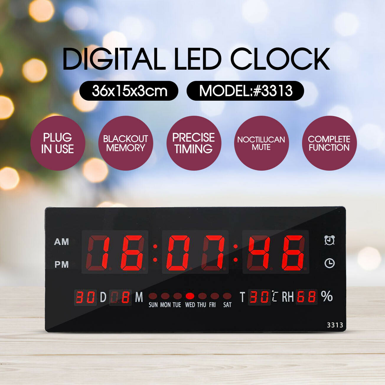 Digital Home Large Big Jumbo LED Wall Desk Clock With Calendar ...